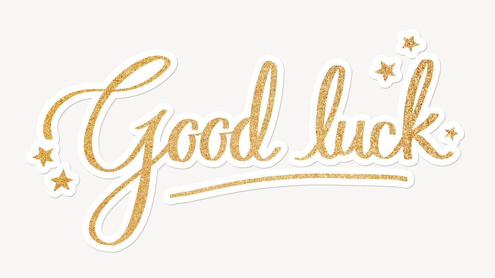 Good luck word, gold glittery | Free Photo - rawpixel