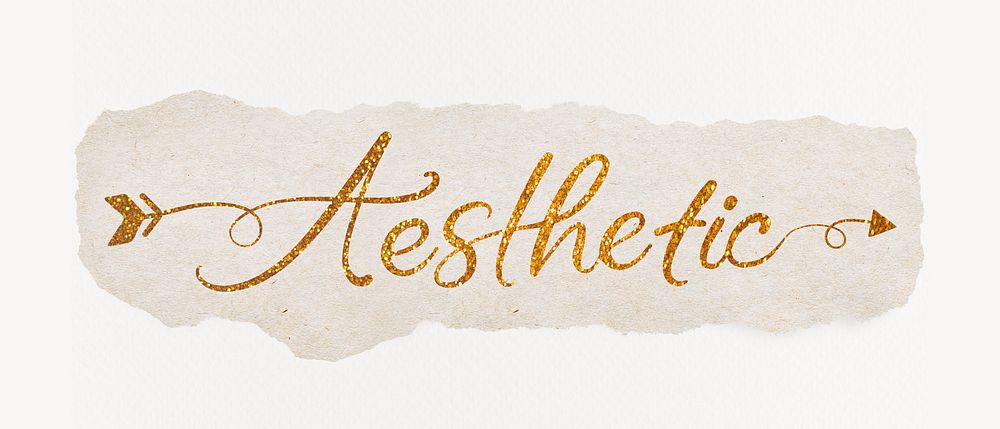 Aesthetic word, gold glittery calligraphy | Free Photo - rawpixel