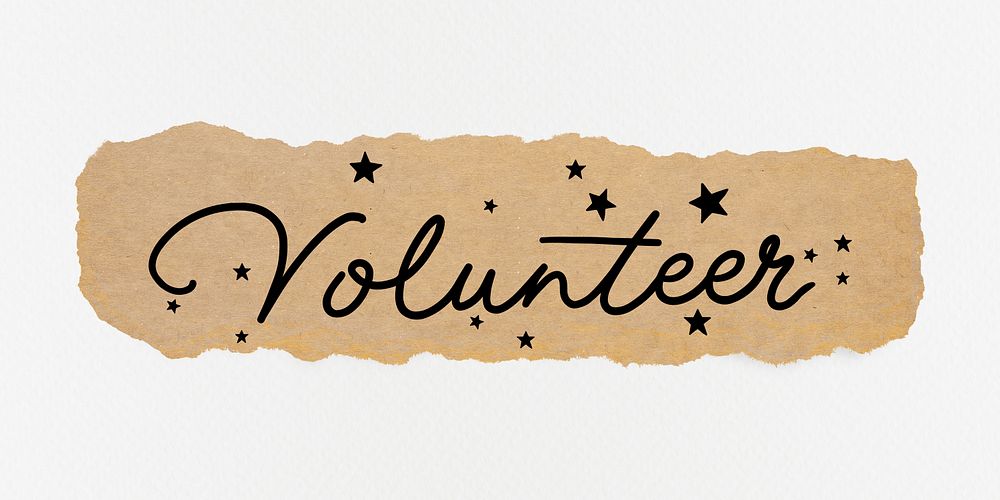 Volunteer word, black calligraphy ripped | Free Photo - rawpixel