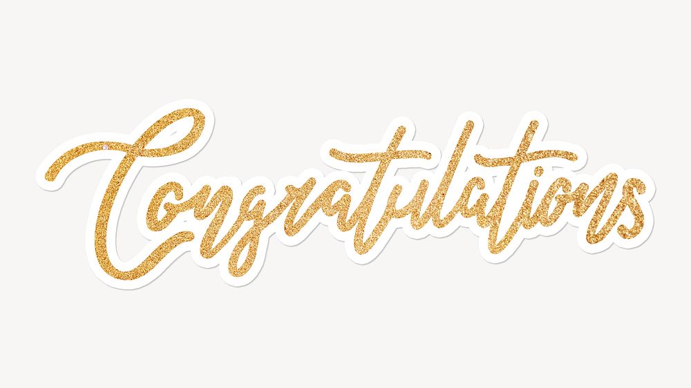 Congratulations word, gold glittery calligraphy | Free Photo - rawpixel