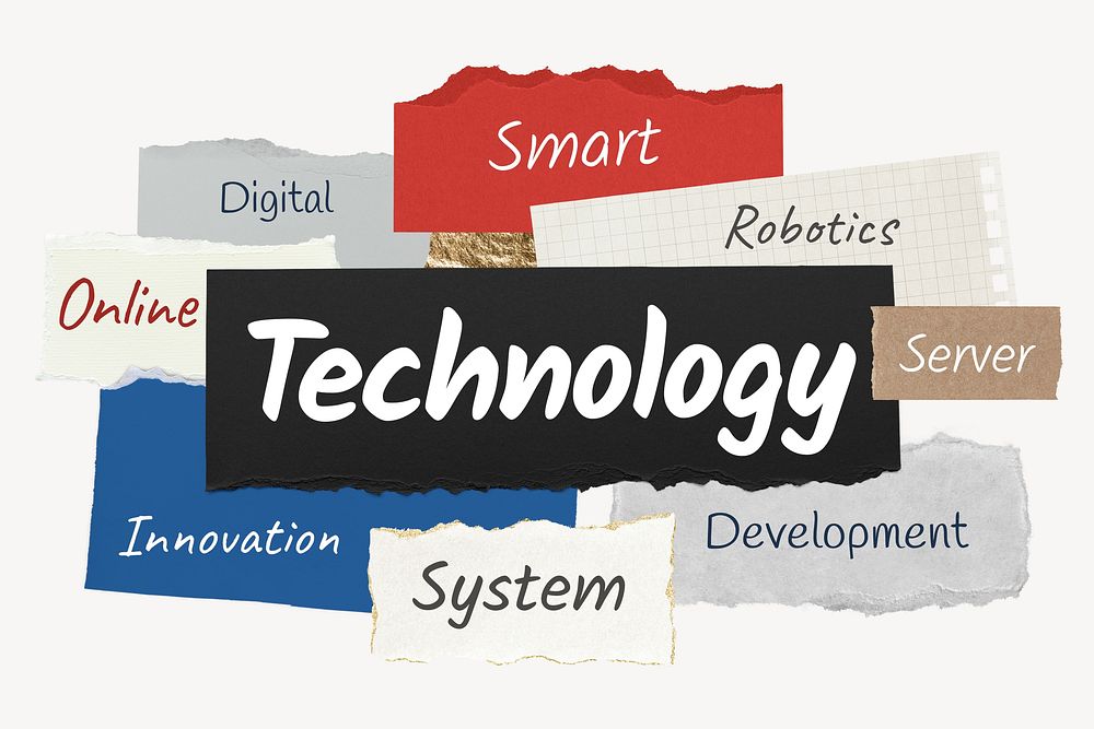 Technology word, colorful ripped paper, | Free Photo - rawpixel