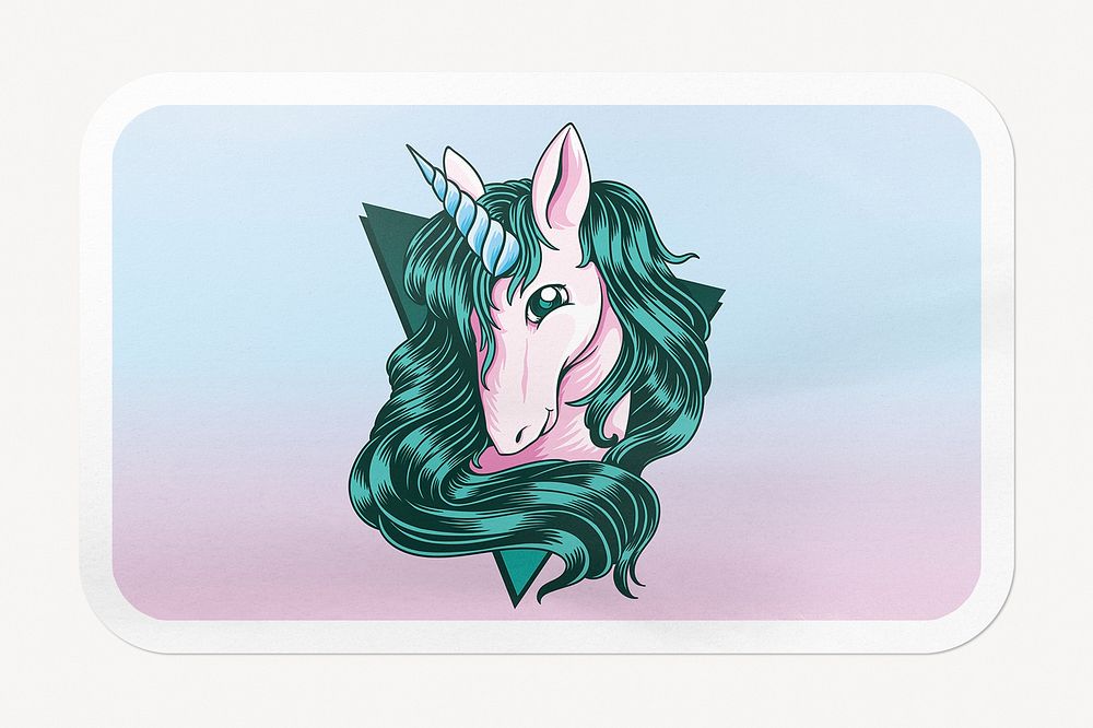 Unicorn rectangle badge, mythical creature | Free Photo - rawpixel