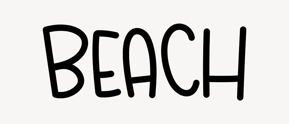 Beach word, doodle typography, black | Free Photo - rawpixel