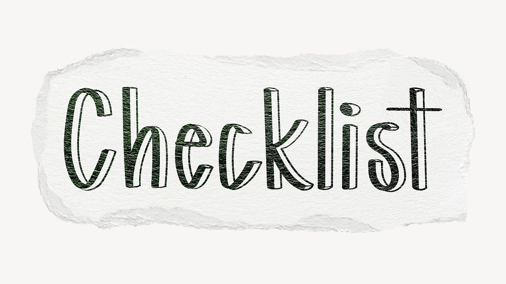 Checklist word, ripped paper typography | Free Photo - rawpixel
