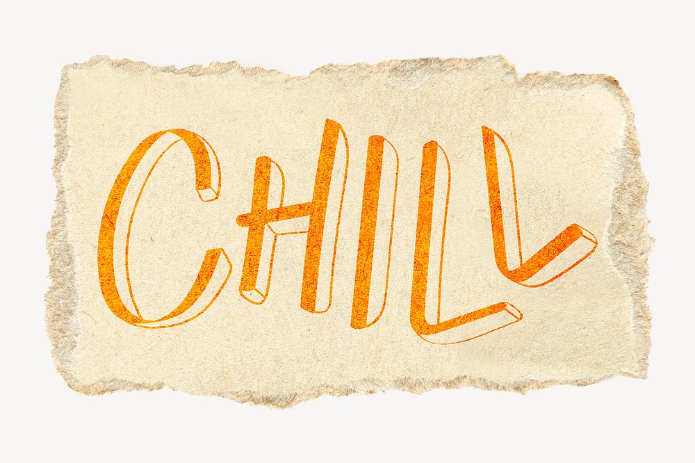 Chill word, torn craft paper | Free PSD - rawpixel