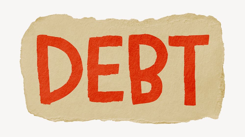 Debt word, torn craft paper | Premium PSD - rawpixel