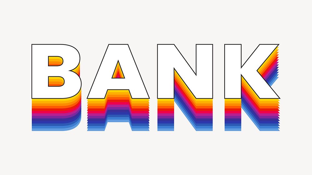 Bank word typography, layered retro | Free Photo - rawpixel