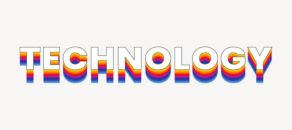 Technology word typography, layered retro | Premium Photo - rawpixel