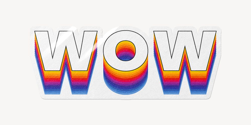 Wow word typography, layered retro | Free Photo - rawpixel