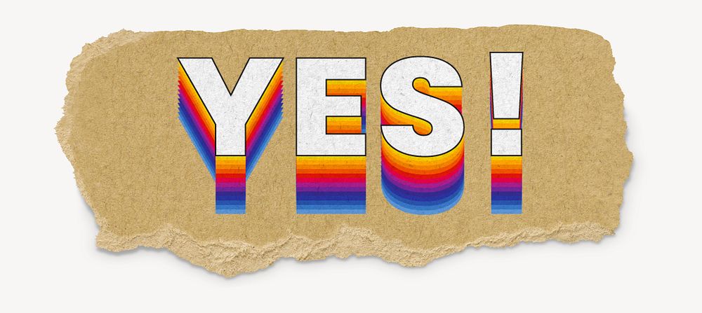 Yes! word, ripped paper typography | Free Photo - rawpixel