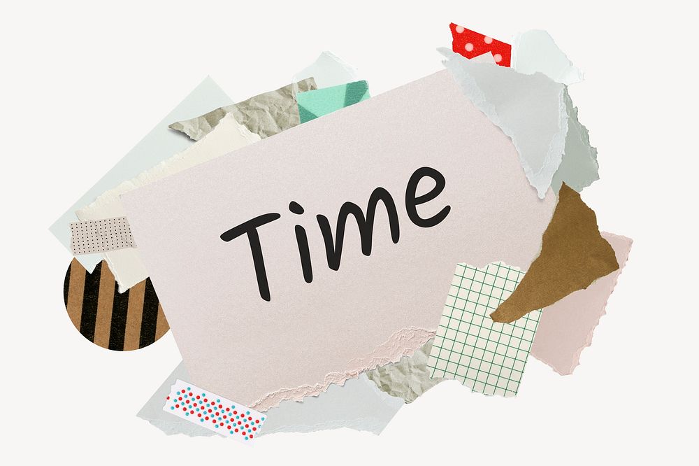 Time word, aesthetic paper collage | Free Photo - rawpixel