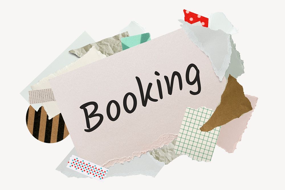 Booking word, aesthetic paper collage | Free Photo - rawpixel