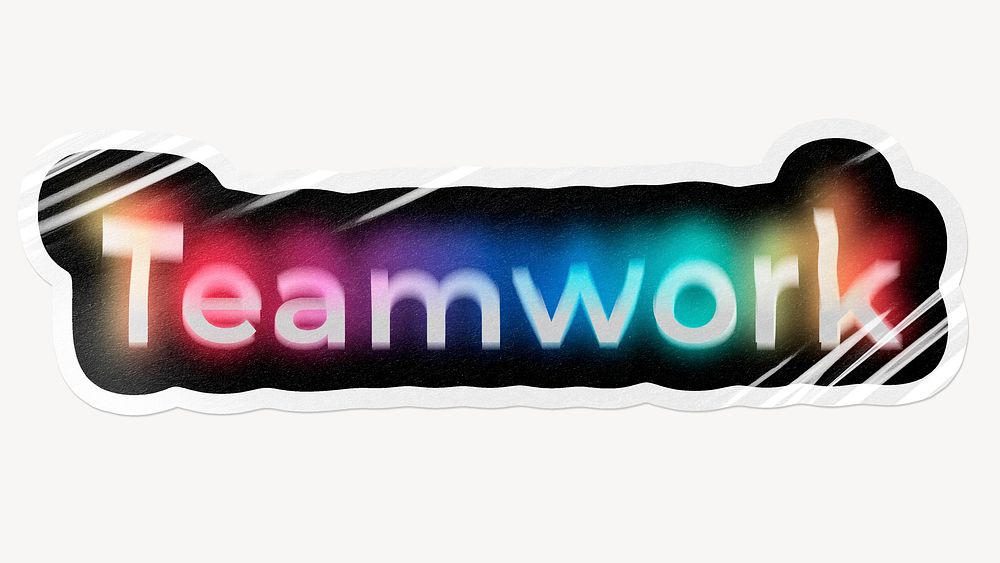 Teamwork word sticker, neon psychedelic | Free Photo - rawpixel