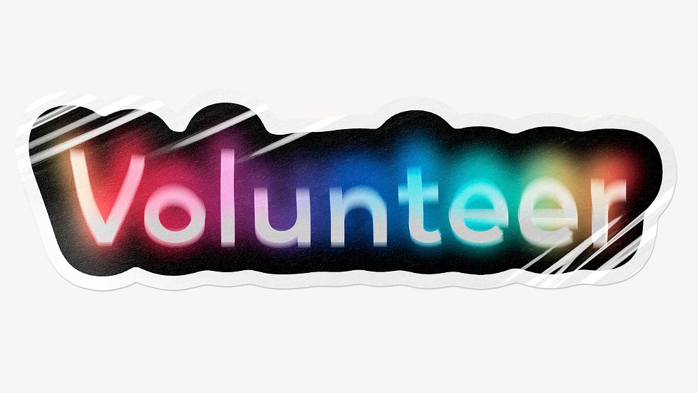 Volunteer word sticker, neon psychedelic | Free Photo - rawpixel