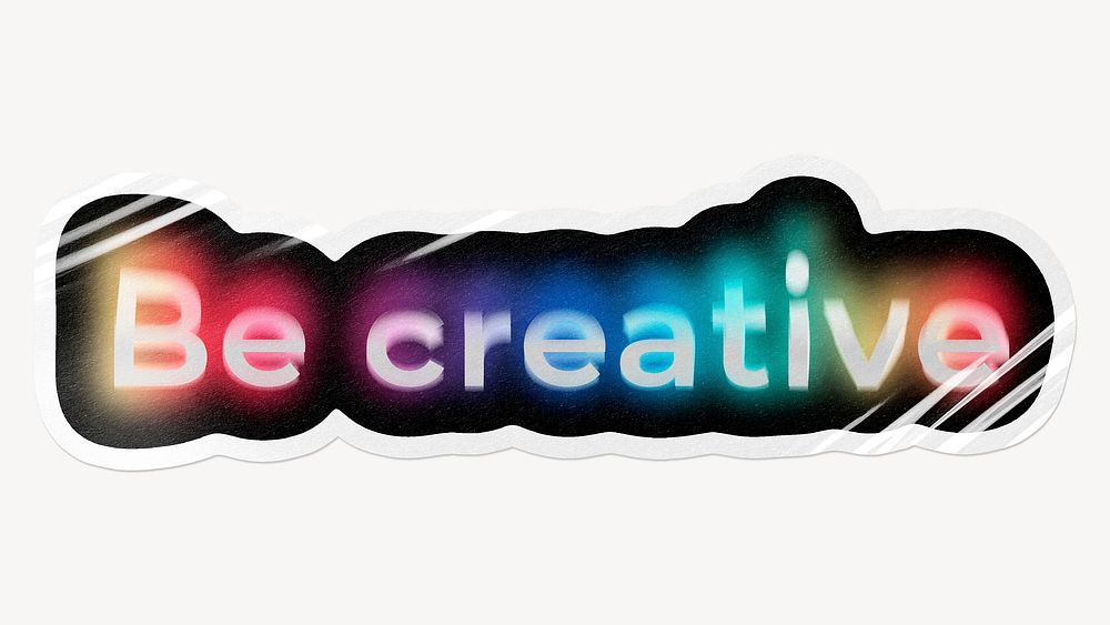 Be creative word sticker, neon | Free Photo - rawpixel