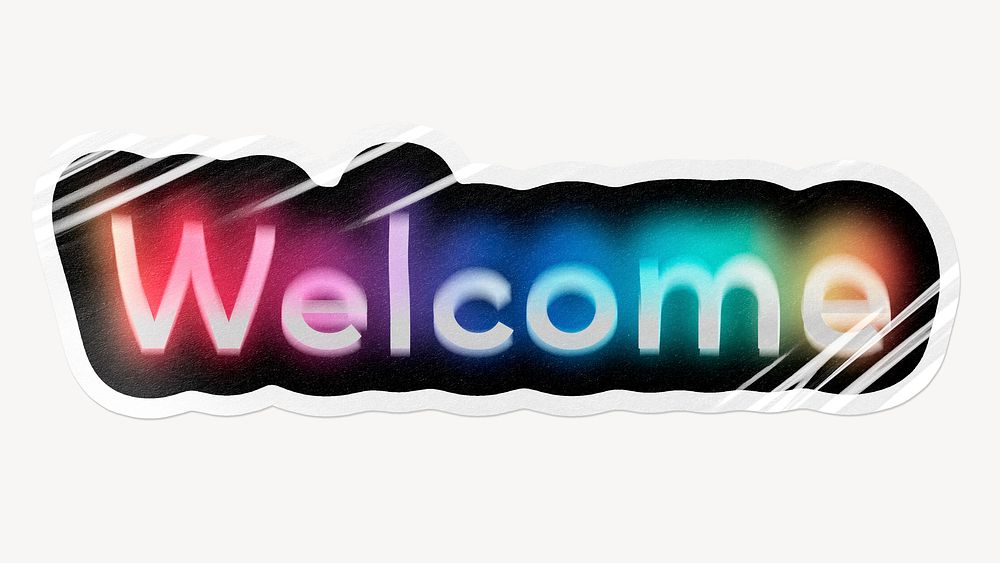 Welcome word sticker, neon psychedelic | Free Photo - rawpixel