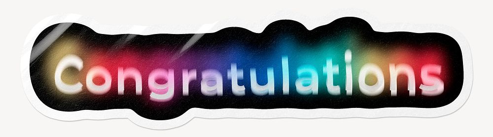 Congratulations word sticker, neon psychedelic | Free Photo - rawpixel
