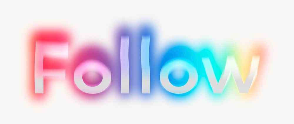 Follow word, neon psychedelic typography | Free Photo - rawpixel