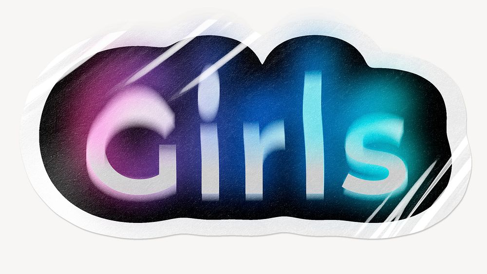 Girls word sticker, neon psychedelic | Free Photo - rawpixel