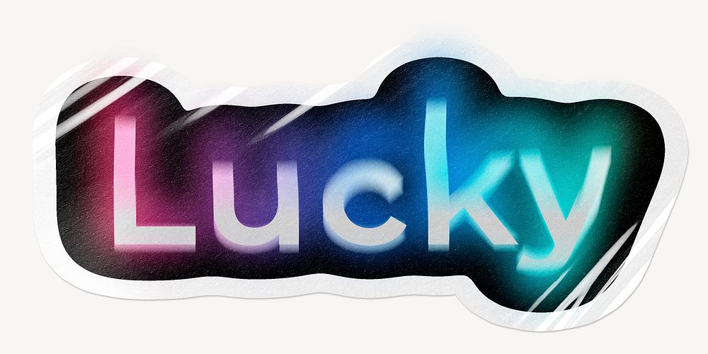 Lucky word sticker, neon psychedelic | Free Photo - rawpixel
