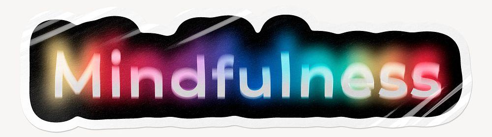 Mindfulness word sticker, neon psychedelic | Free Photo - rawpixel