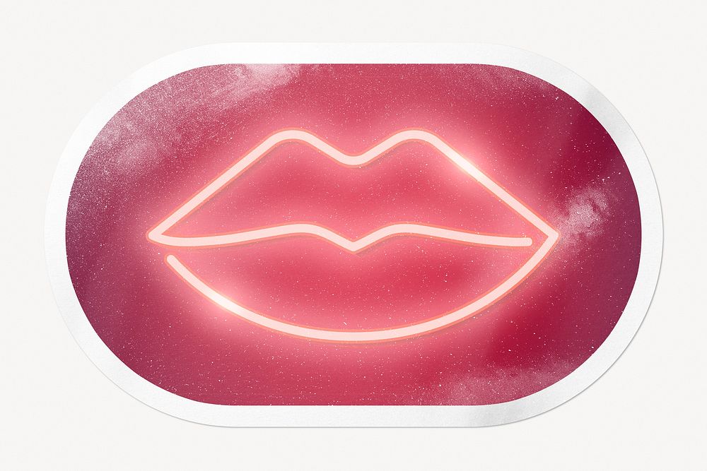 Kiss neon sign, oval rectangle | Free Photo - rawpixel