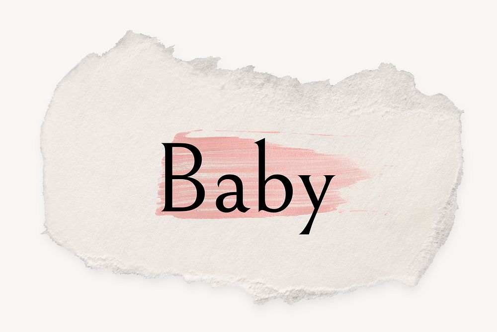 Baby word, ripped paper, pink | Free Photo - rawpixel