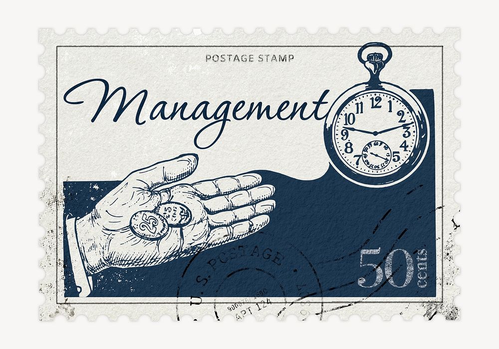 Time management postage stamp, business | Premium Photo Illustration ...
