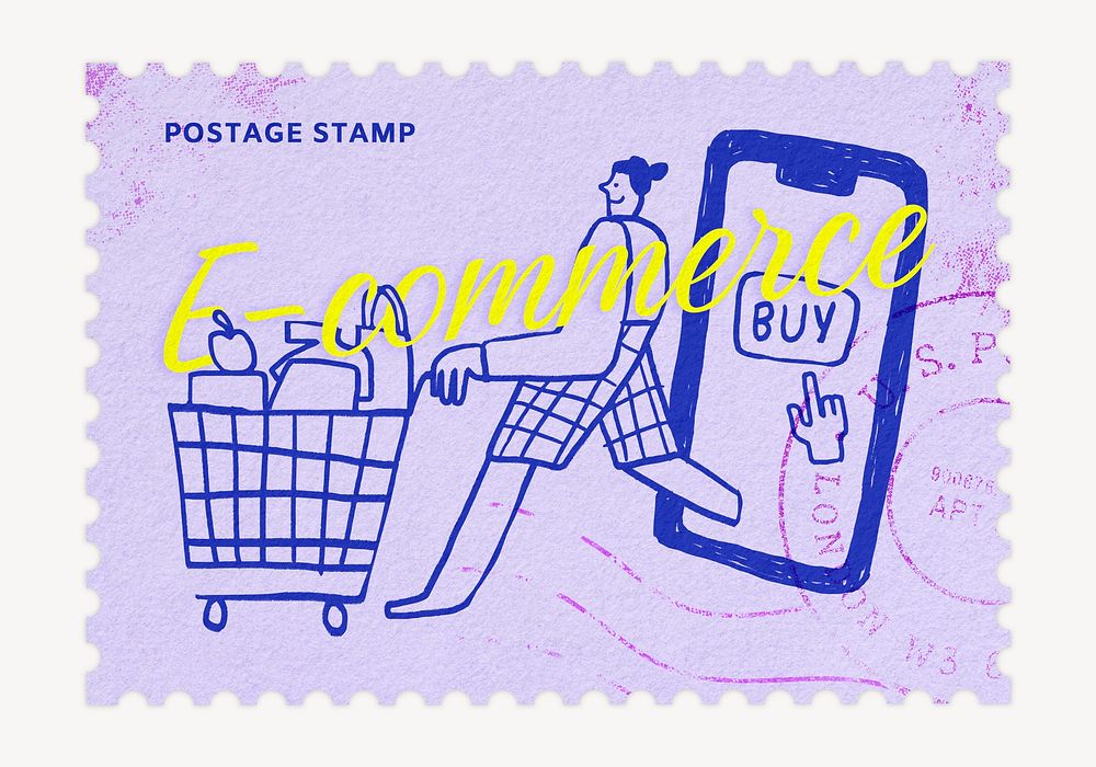 E-commerce postage stamp, business stationery | Free Photo - rawpixel
