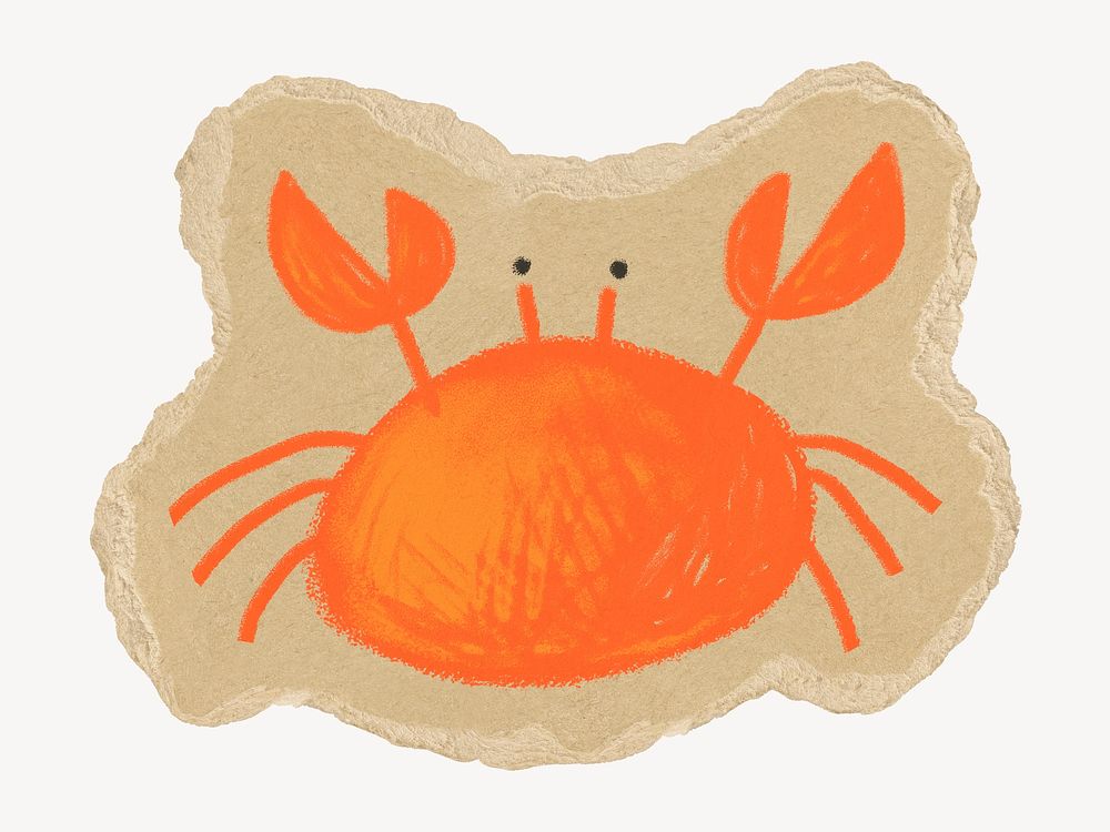 Crab collage element, animal torn | Free PSD - rawpixel