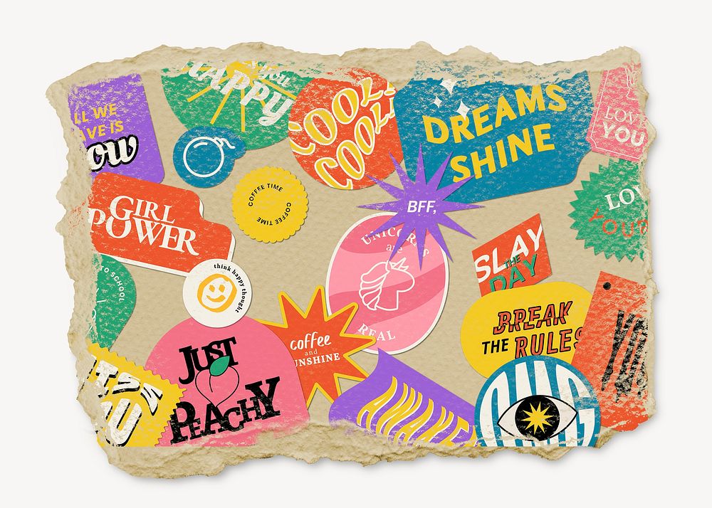 Funky pattern, ripped paper collage | Premium PSD - rawpixel