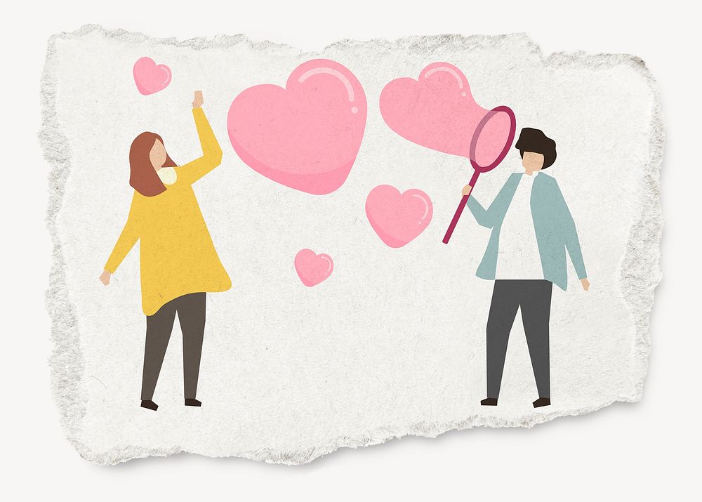 Dating ripped paper illustration, cute | Free Photo - rawpixel