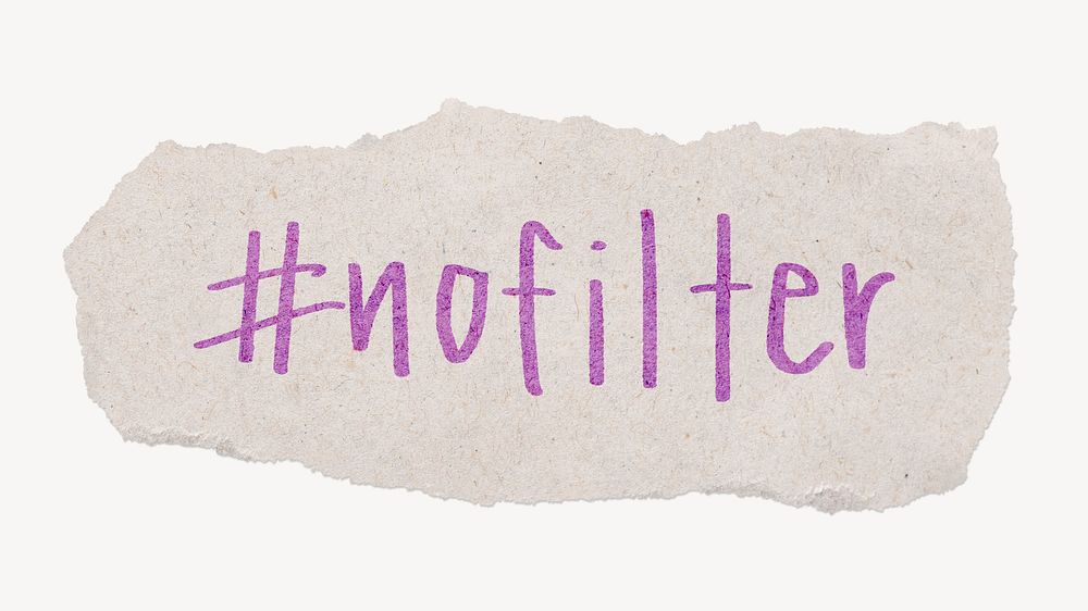 #nofilter word, ripped paper typography | Free Photo - rawpixel