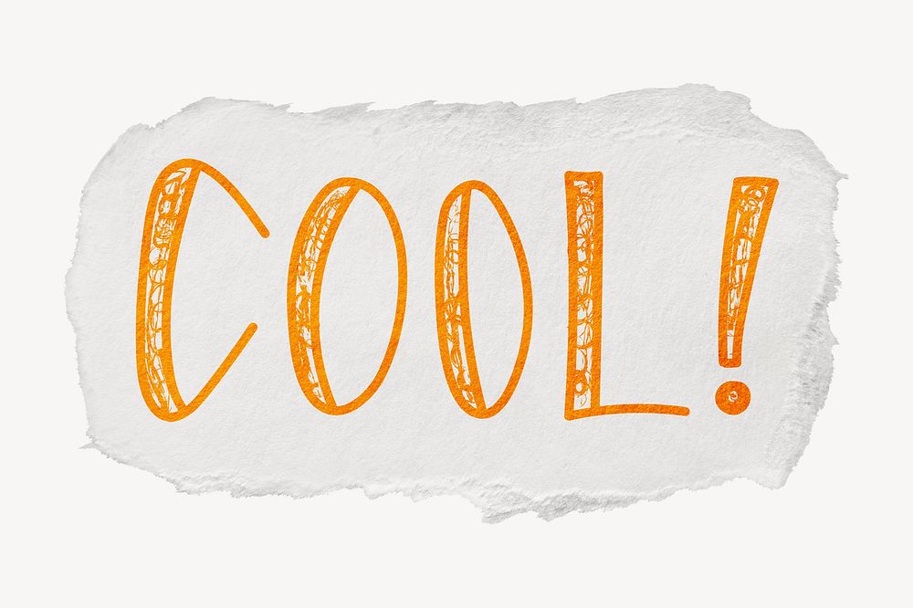 Cool! word sticker, ripped paper | Premium PSD - rawpixel