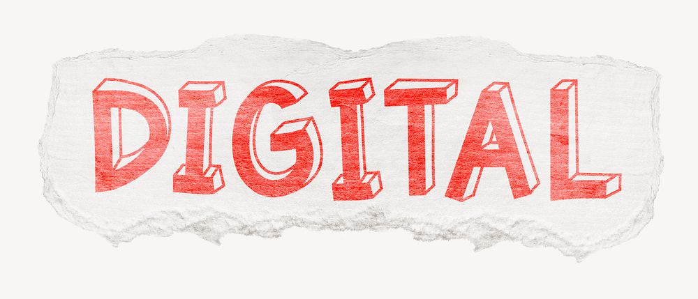 Digital word, ripped paper typography | Free Photo - rawpixel