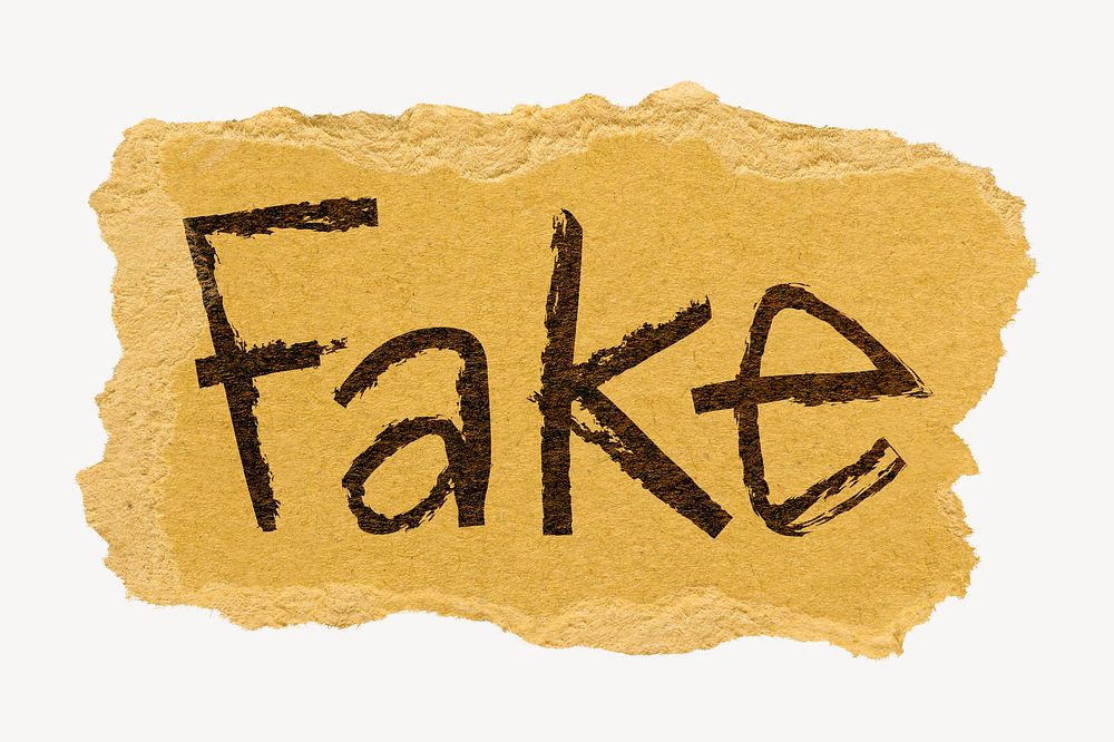 Fake word sticker, ripped paper | Premium PSD - rawpixel