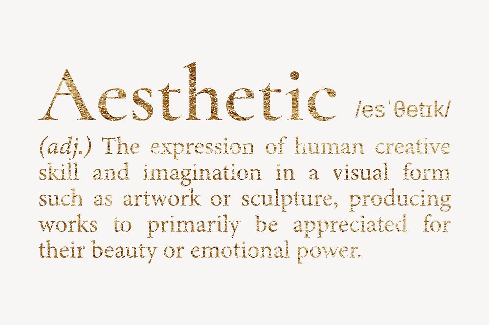 Aesthetic definition, gold dictionary word | Free Photo - rawpixel