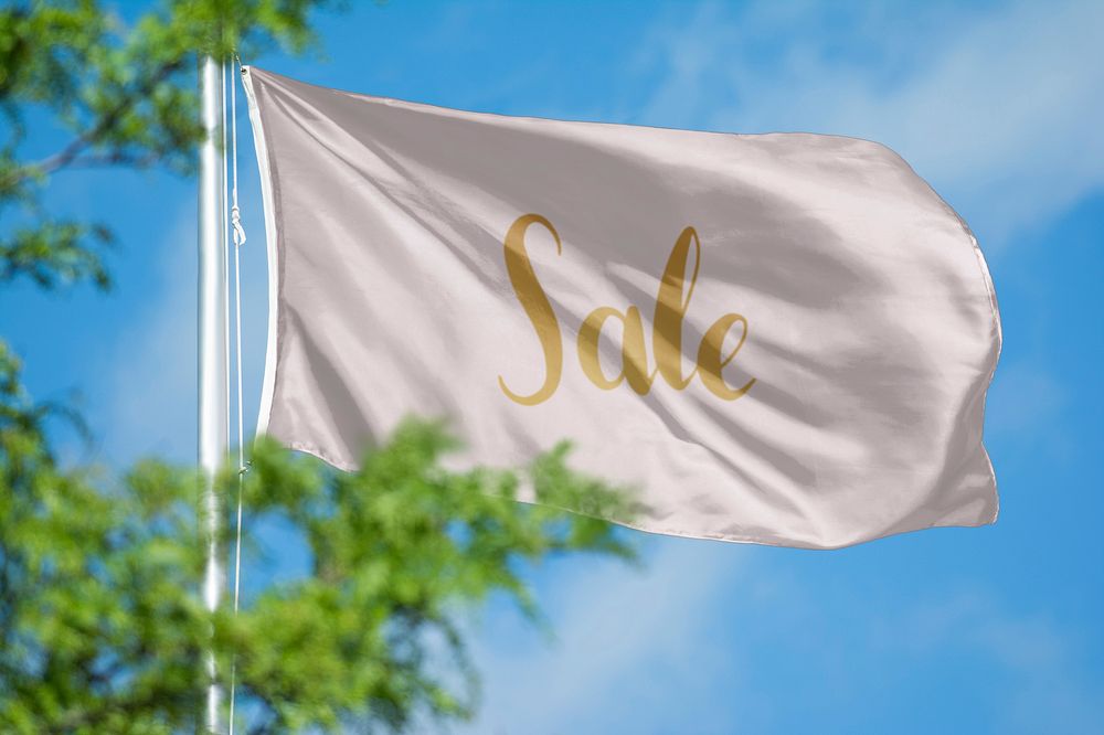 Sale word flag, blue sky, | Free Photo - rawpixel
