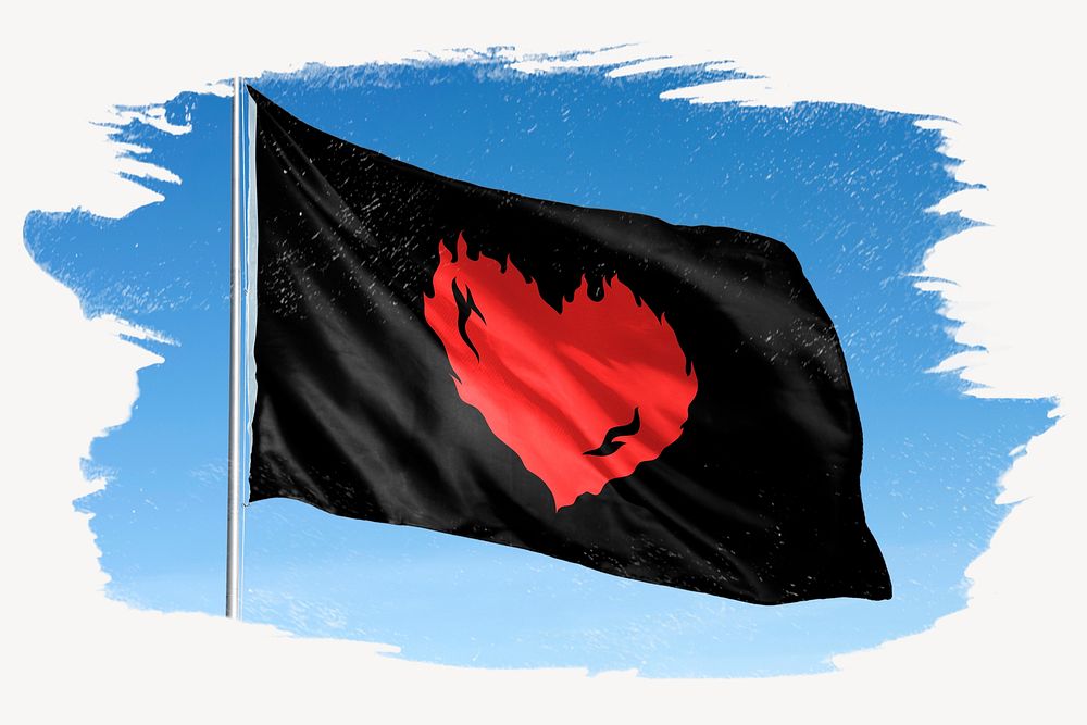 Waving burning heart flag, brush | Free Photo - rawpixel