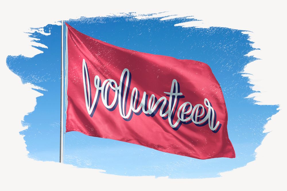 Waving volunteer pink flag, brush | Free Photo - rawpixel