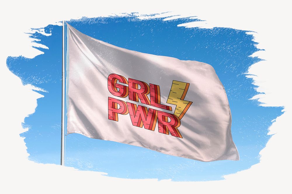 Waving girl power pink flag, | Free Photo - rawpixel