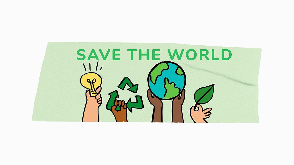 Save world word, green tape | Free Photo - rawpixel