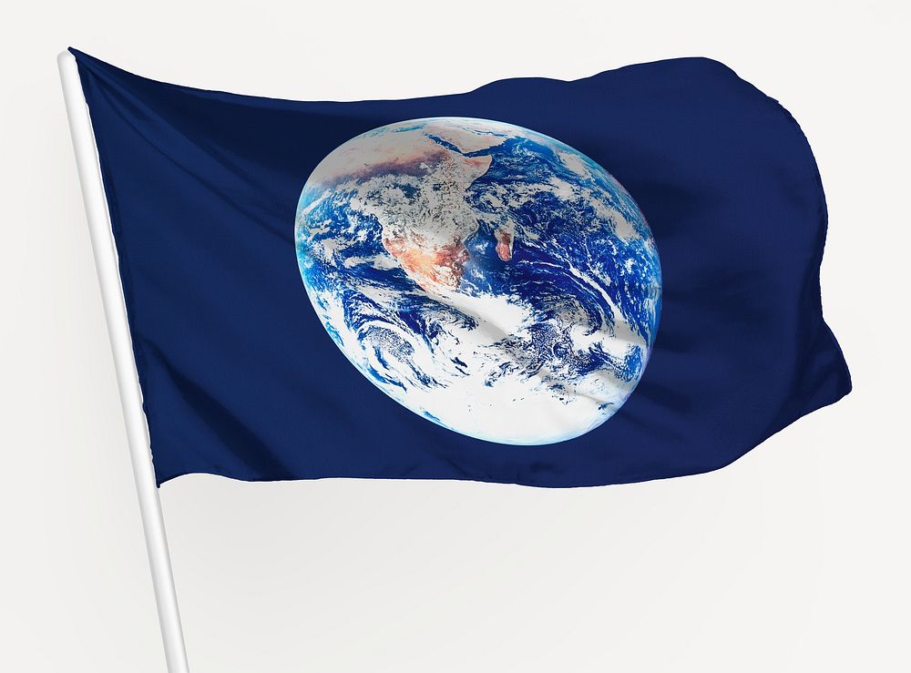 Waving blue flag, earth sticker | Free Photo - rawpixel