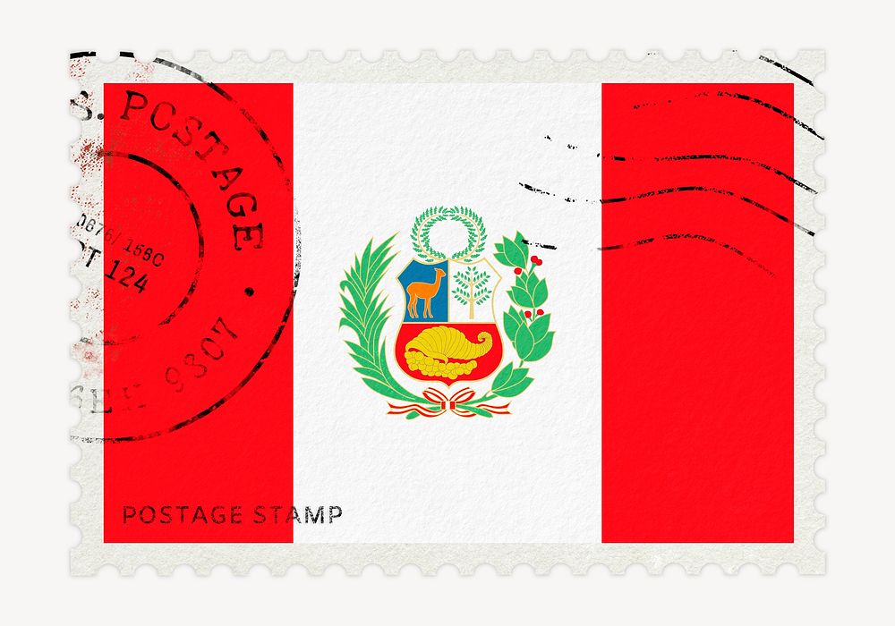 Peru flag clipart, postage stamp | Free Photo - rawpixel