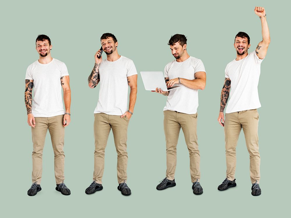 Adult Men Set Gesture Standing | Premium Photo - rawpixel