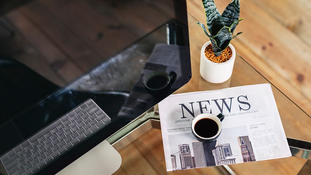 Laptop and newspaper desk | Premium Photo - rawpixel