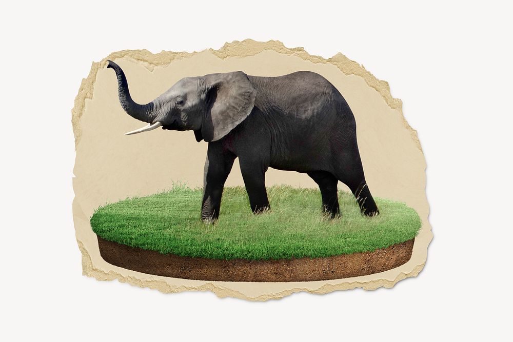 Elephant, ripped paper collage element | Free Photo - rawpixel