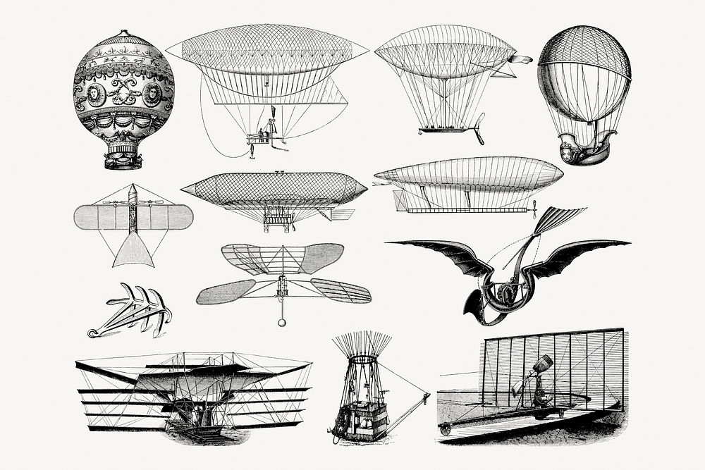 Aircraft illustration, hand drawn artwork | Premium PSD - rawpixel