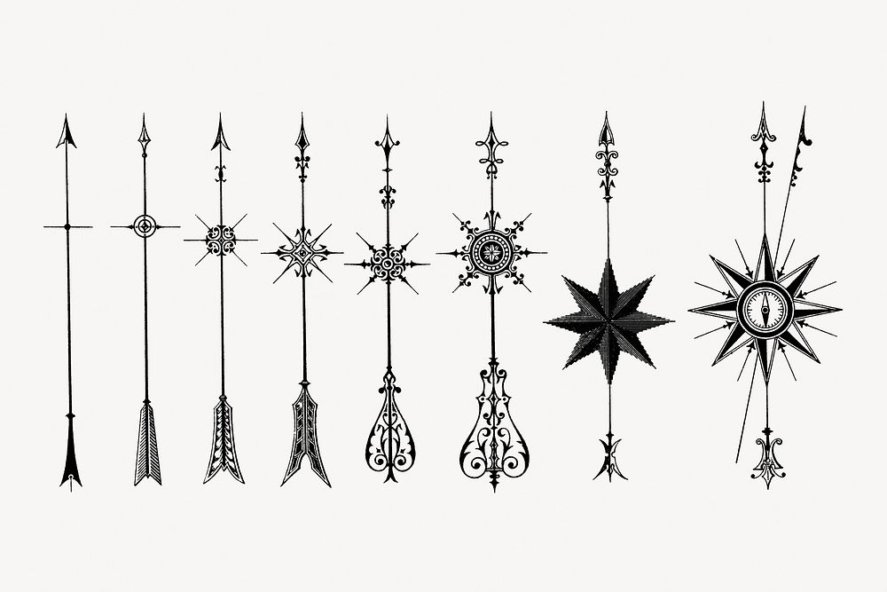 Ornate arrow collage element set, | Free PSD Illustration - rawpixel