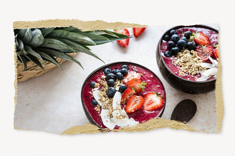 Acai bowl, ripped paper, healthy | Free Photo - rawpixel
